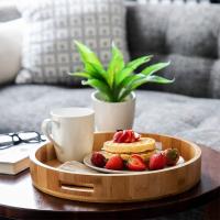 China Customized Round Bamboo Circular Tray Serving For Kitchen Living Room Decoration for sale