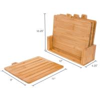 China Eco-Friendly Solid Bamboo Square Chopping Board Set With Stand For Kitchen Sustainable for sale