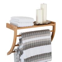 China Wall Mount Bamboo Towel Rack and 3-Tier Shelf for Bathroom or Entrance Organization for sale