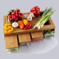 China Customized Bamboo Cutting Board with 4 Trays and Lids for Slicing CE Certificate for sale