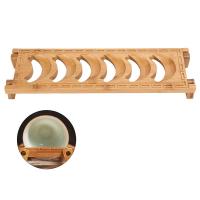 China CE / EU Certified Rectangle Bamboo 6 Grid Teacup Holder for Kung Fu Tea Set Accessories for sale