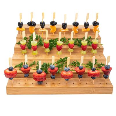 China Six Tier Food Stand Bamboo Skewer Holder for Buffet Cocktail Parties and Catering Events for sale