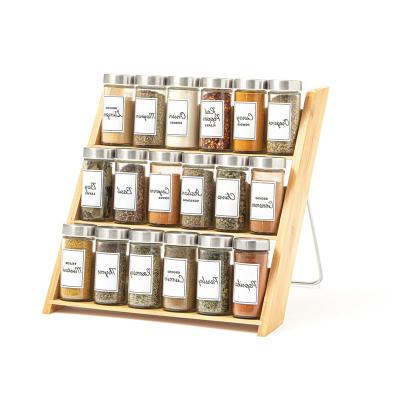 China 18 Jar Bamboo Spice Organizer Space-Saving Solution for Countertop and Kitchen Drawer for sale