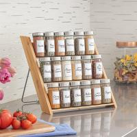 China 18 Jar Bamboo Spice Organizer Space-Saving Solution for Countertop and Kitchen Drawer for sale