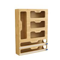 China Bamboo 6 In 1 Ziplock Bag Storage Organizer With Cutter Functional Design Single Tier for sale