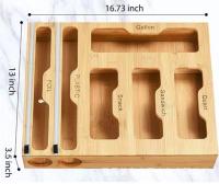 China Bamboo 6 In 1 Ziplock Bag Storage Organizer With Cutter Functional Design Single Tier for sale