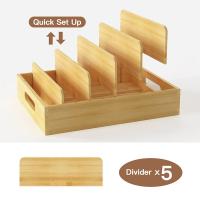 China Bamboo Food Container Lid Organizer with Adjustable Dividers 30.49 x 25.41 x 6.36 CM for sale