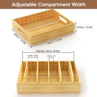 China Bamboo Food Container Lid Organizer with Adjustable Dividers 30.49 x 25.41 x 6.36 CM for sale