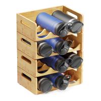 China BAMBOO Water Bottle Organizer With Labels Non-folding Rack for Kitchen Pantry and Cabinets for sale