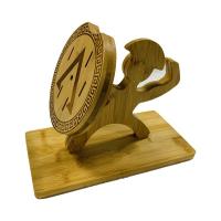 China Bamboo Wood Kitchen Soldier Shield Shape Knife Holder Knife Block Holds 6 Knives for sale