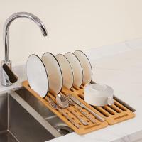China Indoor Household Kitchen Holders Dish Furniture Organizer Storage Rack Made of Bamboo for sale
