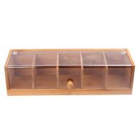 China Efficiently Organize Your Tea Bags with a Natural Bamboo Tea Box and 5 Compartments for sale