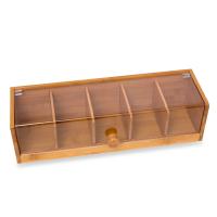 China Efficiently Organize Your Tea Bags with a Natural Bamboo Tea Box and 5 Compartments for sale