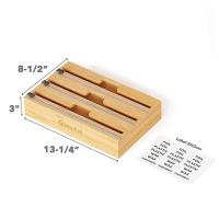 China Stylish Bamboo Drawer Zip Lock Kitchen Foil Plastic Wrap Dispenser with Slide Cutter for sale