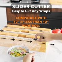 China Stylish Bamboo Drawer Zip Lock Kitchen Foil Plastic Wrap Dispenser with Slide Cutter for sale