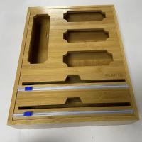 China Bamboo Plastic Bag Dispenser Cutter Drawer Ziplock Bag Storage Organizer for Kitchen for sale