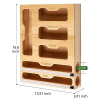 China Bamboo Plastic Bag Dispenser Cutter Drawer Ziplock Bag Storage Organizer for Kitchen for sale