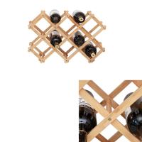 China X Shape 10 Bottles Capacity Foldable Free Standing Bamboo Wine Rack for Kitchen Space for sale