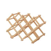 China X Shape 10 Bottles Capacity Foldable Free Standing Bamboo Wine Rack for Kitchen Space for sale
