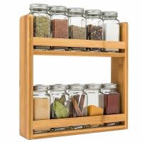 China Double-layer Bamboo Spice Rack Holder Organizer 28x28x8cm for Kitchen Accessories for sale