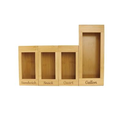 China Kitchen Drawer Organizer -Made Natural Bamboo Ziplock Bag Baggie Storage and Dispenser for sale