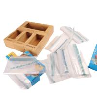 China Kitchen Drawer Organizer -Made Natural Bamboo Ziplock Bag Baggie Storage and Dispenser for sale