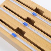 China Wall Mount GLOSSY Bamboo 3 in 1 Wrap Dispenser with Cutter and Organizer 35.5*25*7.8cm for sale