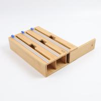 China Rectangle Wall Mount 3 In 1 Kitchen Wrap Dispenser Bamboo Aluminum Foil Magnetic Plastic Wrap Dispenser for sale