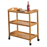 China Direct Customized Logo 3 Tiers Island Cart for Hotel with Bamboo Material and Wheels for sale