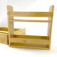 China 28x28x8cm Bamboo Spice Holder Tray for In-drawer Kitchen Cabinet 3-tier Organization for sale