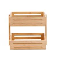 China Highly Customized Bamboo 2 Tier Fruit Basket for Kitchen Countertop Storage Organizer for sale
