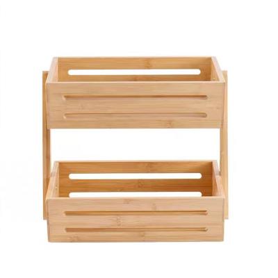 China Highly Customized Bamboo 2 Tier Fruit Basket for Kitchen Countertop Storage Organizer for sale