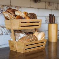 China Highly Customized Bamboo 2 Tier Fruit Basket for Kitchen Countertop Storage Organizer for sale