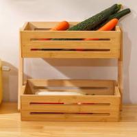China Highly Customized Bamboo 2 Tier Fruit Basket for Kitchen Countertop Storage Organizer for sale