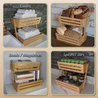China Highly Customized Bamboo 2 Tier Fruit Basket for Kitchen Countertop Storage Organizer for sale