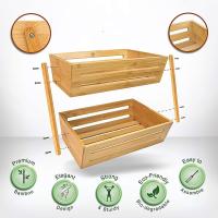 China Highly Customized Bamboo 2 Tier Fruit Basket for Kitchen Countertop Storage Organizer for sale