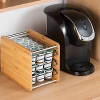 China Three-layer Bamboo K-cup Caddy Storage Box with 45 Holder Organizer CE / EU Certified for sale