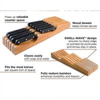 China Sustainable 15 Slot Bamboo Knife Holder for In-drawer Kitchen Accessories 43X13.3X5cm for sale