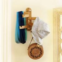 China Customized Clothing Towel Rack Bamboo Hanger With Hooks for sale