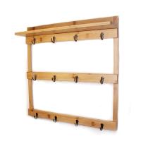 China Multifunctional Bamboo Wall Hook Coffee Cup Hanger For Bathroom for sale
