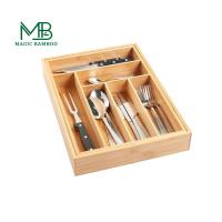 China Other Home Storage Organization 8 Compartment Adjustable Bamboo Cutlery Serving Tray for sale