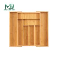 China Other Home Storage Organization 8 Compartment Adjustable Bamboo Cutlery Serving Tray for sale