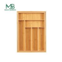 China Other Home Storage Organization 8 Compartment Adjustable Bamboo Cutlery Serving Tray for sale