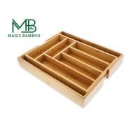 China Other Home Storage Organization 8 Compartment Adjustable Bamboo Cutlery Serving Tray for sale