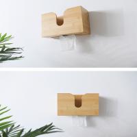 China Kitchen Wall Mount Custom Clear Paper Towel Napkin Tissue Box in Natural Bamboo Color for sale