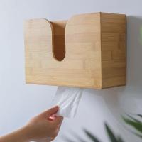China Kitchen Wall Mount Custom Clear Paper Towel Napkin Tissue Box in Natural Bamboo Color for sale