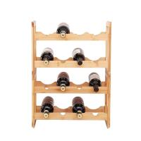 China Direct Natural Bamboo Color Non-folding Wine Rack with 4 Layers and 16 Bottle Capacity for sale