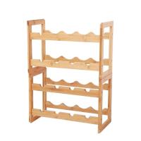 China Direct Natural Bamboo Color Non-folding Wine Rack with 4 Layers and 16 Bottle Capacity for sale