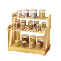 China Sustainable Bamboo Spice Rack 3 Tier Multifunction Rectangle Storage Kitchen Customizable for sale