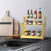 China Sustainable Bamboo Spice Rack 3 Tier Multifunction Rectangle Storage Kitchen Customizable for sale